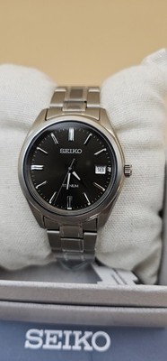 Seiko SUR375 Titanium Essentials Quartz Black Dial Men's Watch SUR375P1 ...