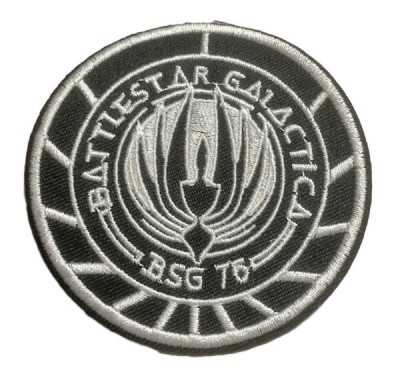 Battlestar Galactica White/Black BSG 75 Logo Embroidered 3" Diameter ...