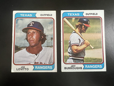 1974 TOPPS Baseball Card Lot Texas Rangers Jeff Burroughs & Joe Lovitto ...