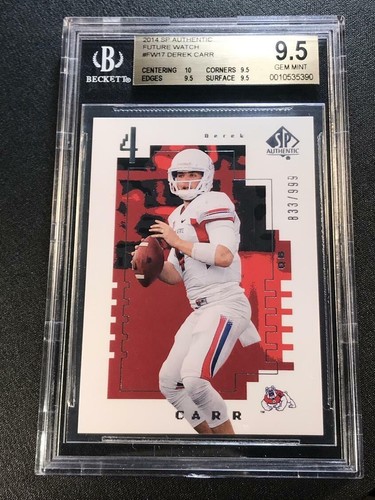 DEREK CARR 2014 SP AUTHENTIC #17 FUTURE WATCH ROOKIE RC 833/999 BGS 9.5 ...