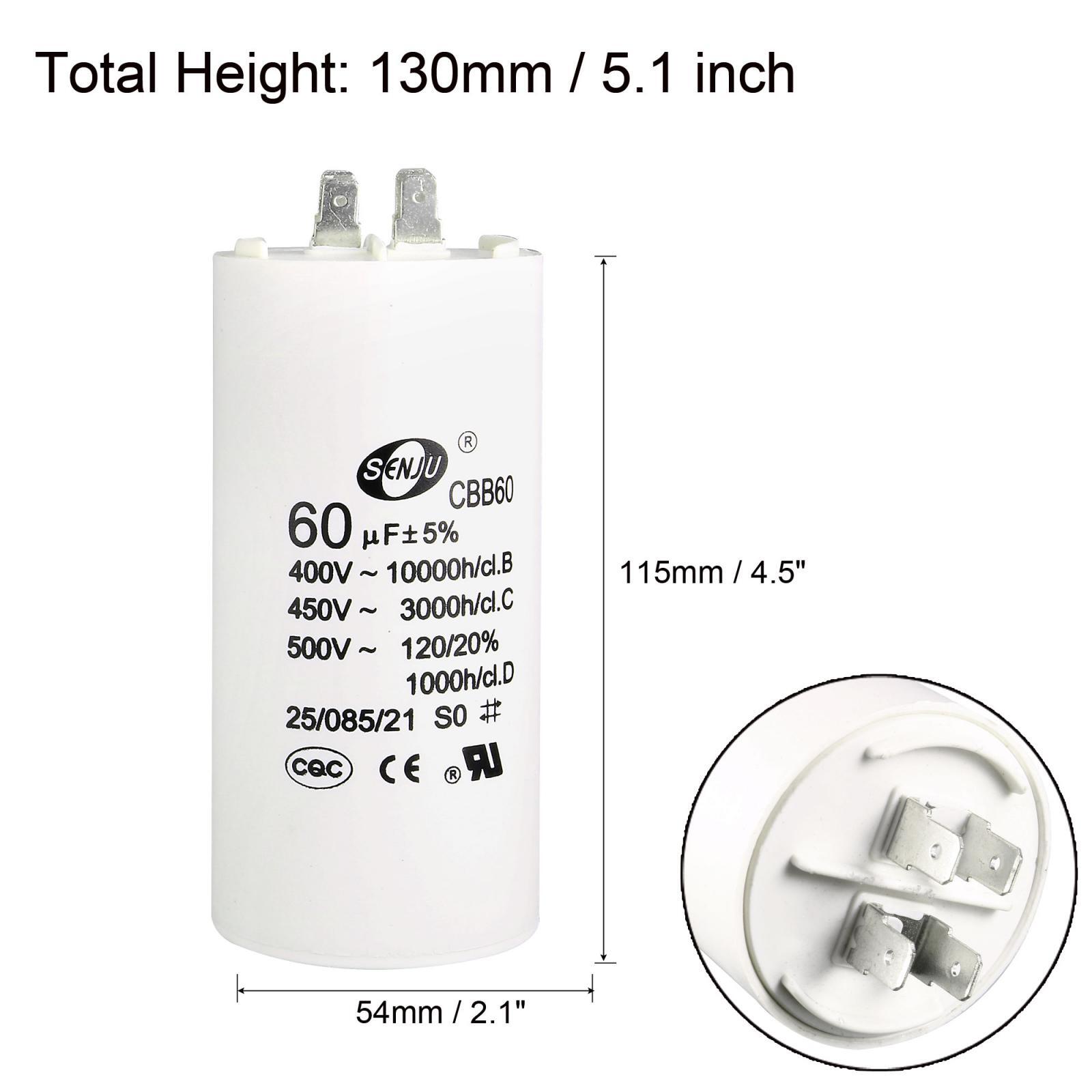 CBB60 Run Capacitor 60uF 450V AC Double Insert 50/60Hz Cylinder ...