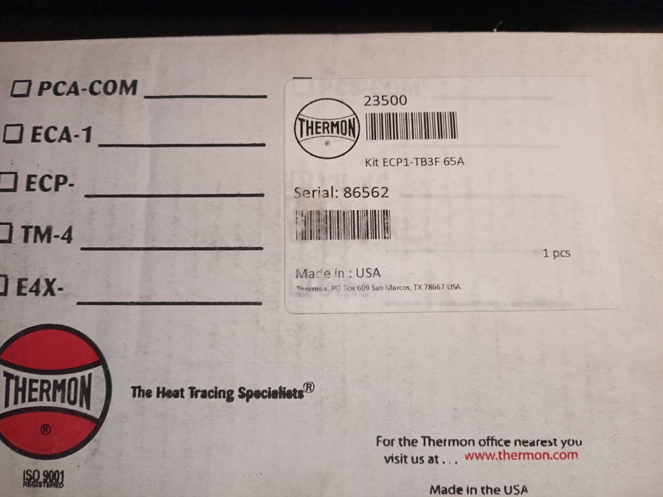 THERMON IN-LINE SPLICE POWER CONNECTION KIT ECP1-TB3F-65A New Made In ...