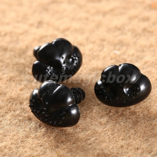 100Pcs DIY Craft Black Plastic Safety Noses Buttons Stuffed Animal Bear ...