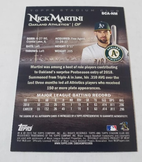 2019 Topps Stadium Club Nick Martini Auto Rc # NM | eBay