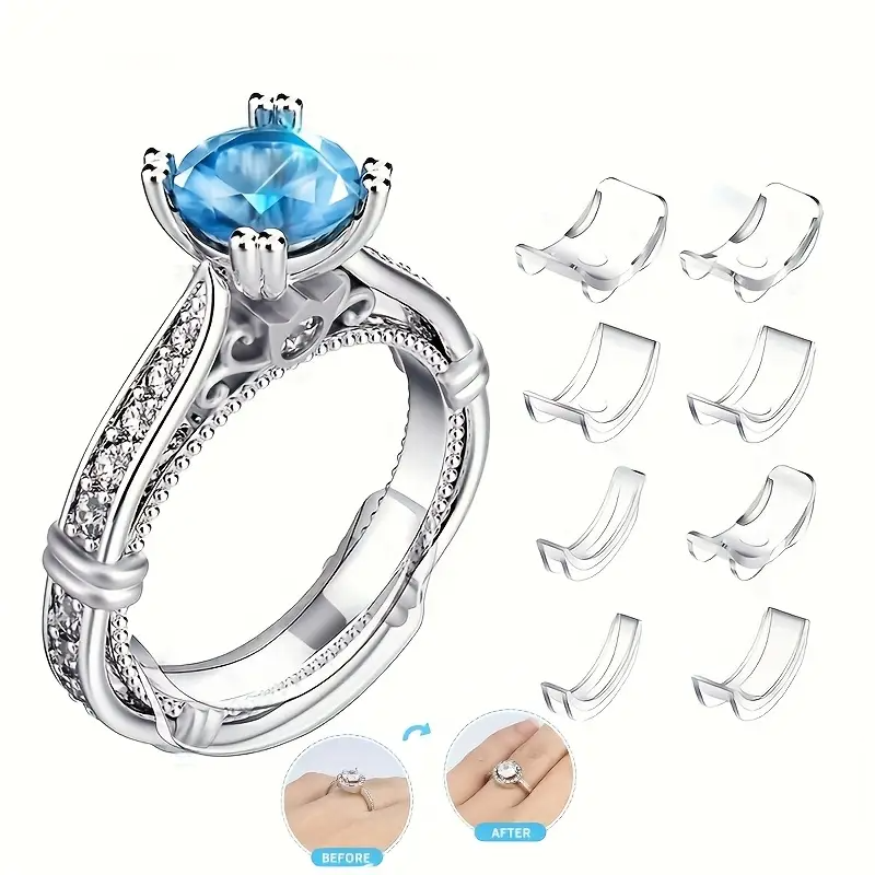 16/8Pcs Set Invisible Design Ring Size Clip Guard Resizer Reducer ...