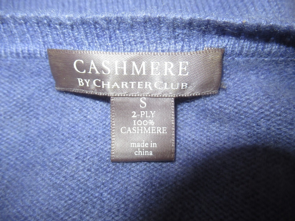 Charter Club 100% 2-ply Cashmere Purplish Blue V-neck Sweater Size S | eBay