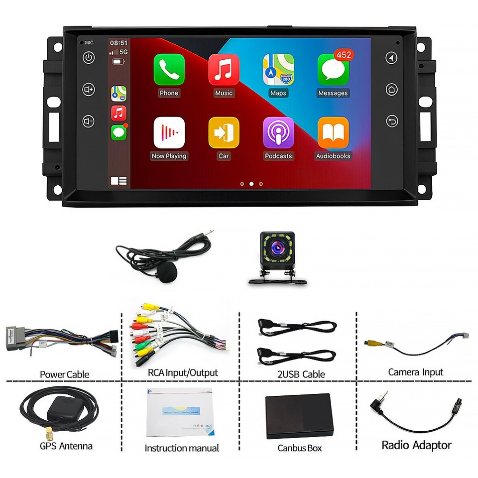 Carplay Car Stereo Radio GPS Navi 32G for Jeep Patriot Compass 2009 ...