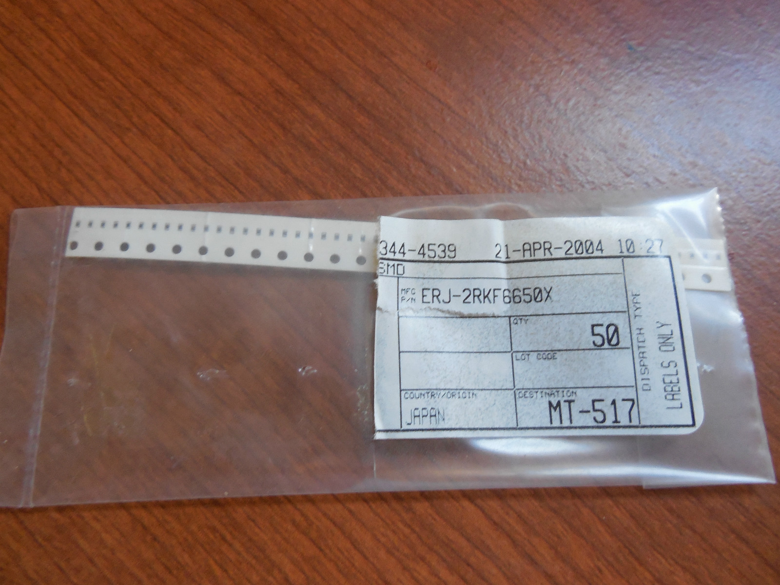 No Name Resistor ERJ-2RKF6650X 665 Ω Ohm 1/10W 1% 0402 SMD Lot of 50 ...