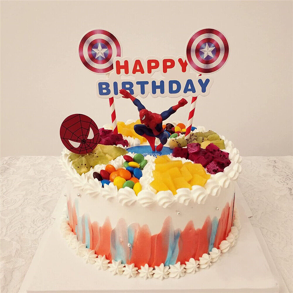 7Pcs Kid Marvel Avengers Spider-Man Action Figure Model Cake Topper Toy ...