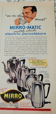 1957 Mirro Matic Electric percolators coffeepots kitchen cookware ...
