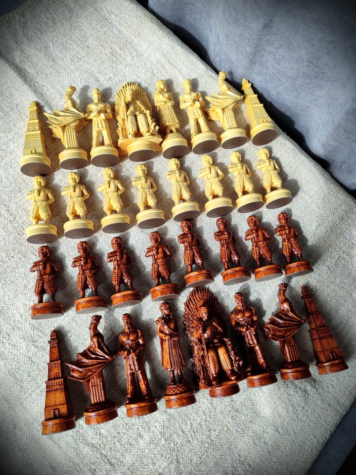 Unique Wooden Chess Set Fantasy – Dragons Medieval Style Handmade ...