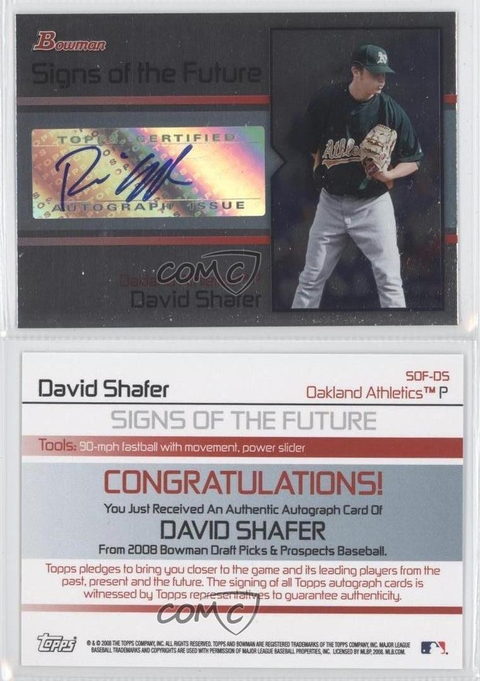 2008 Bowman Draft Signs of the Future David Shafer #SOF-DS Auto 8u9 | eBay