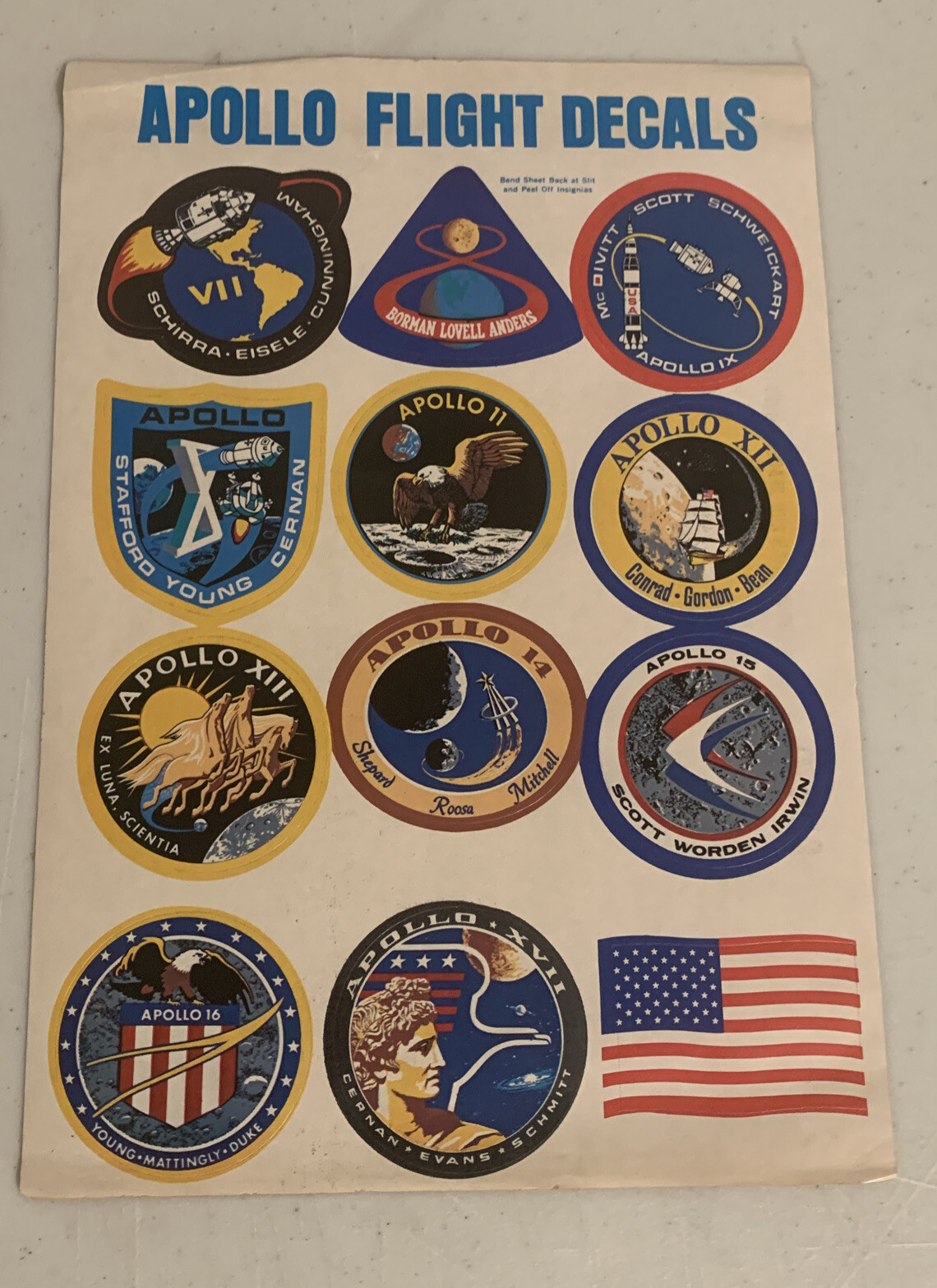 NASA Decals Lot: Apollo Flight Decals Patches 7-17, Space Shuttle ...