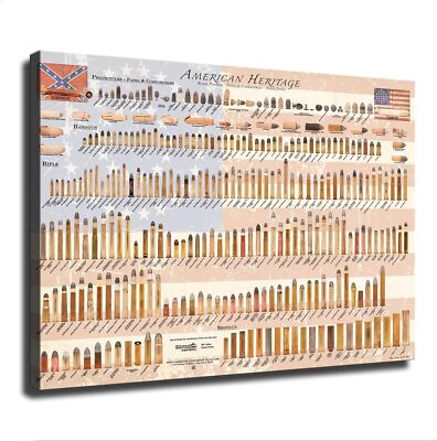 U.S. Bullet Chart Bullet Caliber Style Military Education Poster Art ...