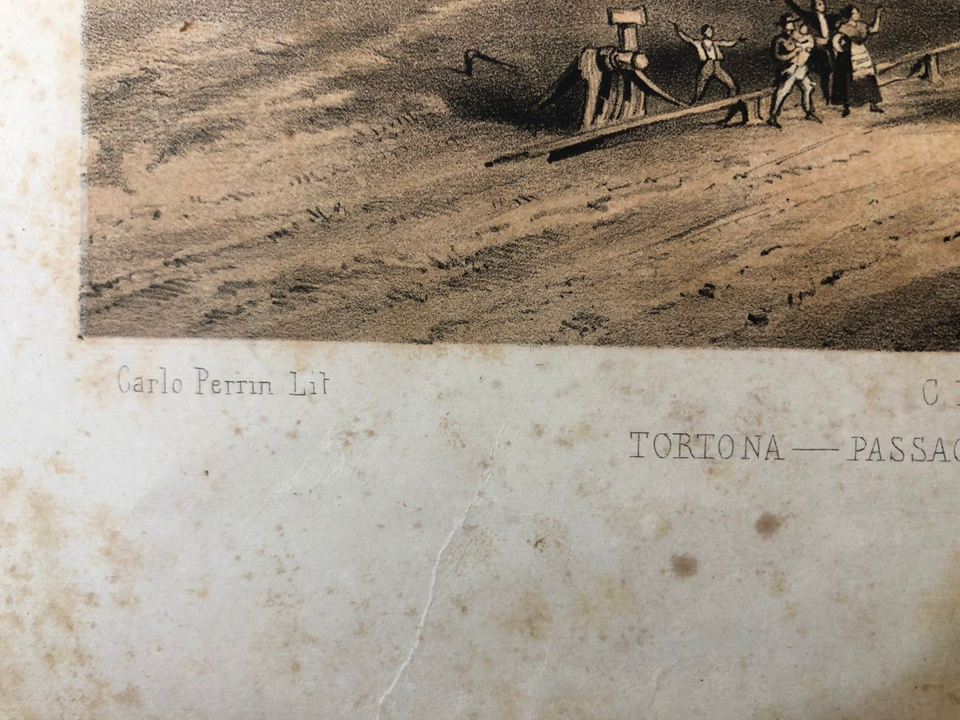 Antica incisione litografia Perrin 1860 Risorgimento Scrivia Zuavi ...