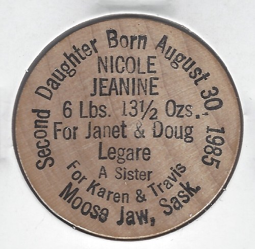 1985, NICOLE JEANINE Birth, Moose Jaw, Sask., Janet & Doug Legare ...