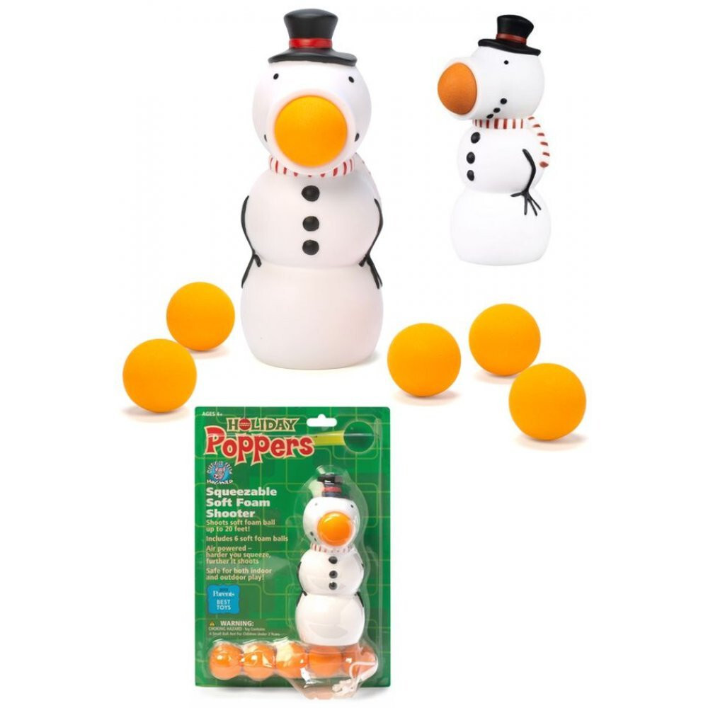 Hog Wild Snowman Popper Foam Ball Launcher Toy Squeezable Soft Shooter ...
