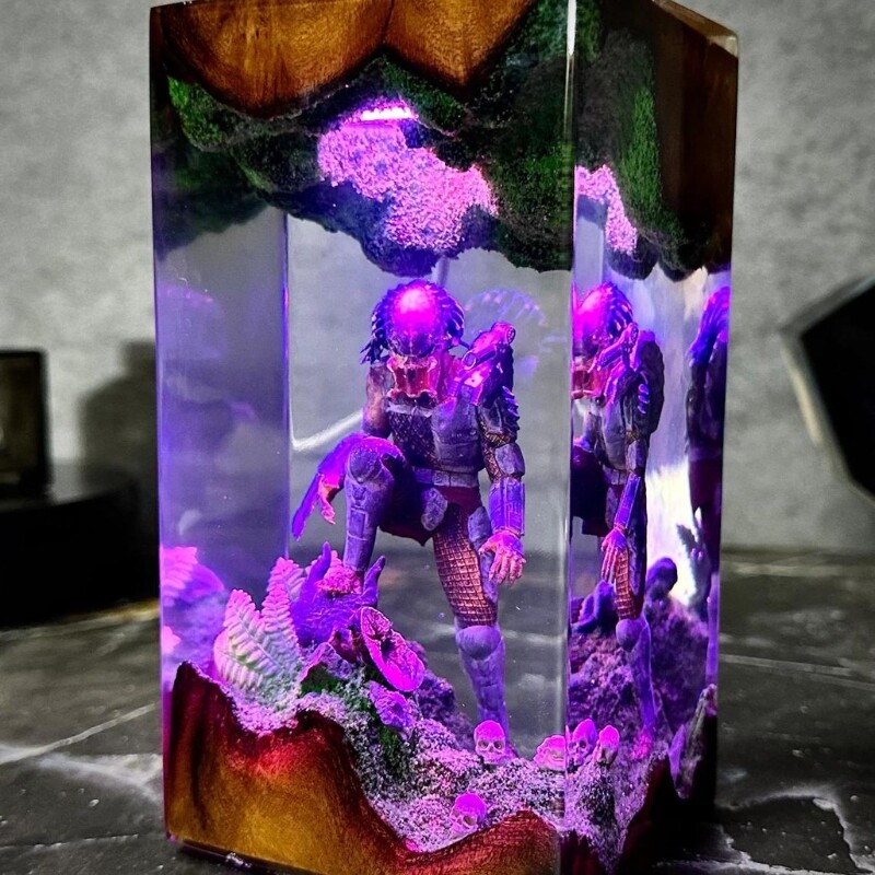 Custom Predator resin wood lamp, Custom Epoxy Resin Lamp | eBay