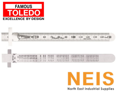 TOLEDO Pocket Clip Rule 150mm (Metric) - Double Sided, w/ Conversion ...