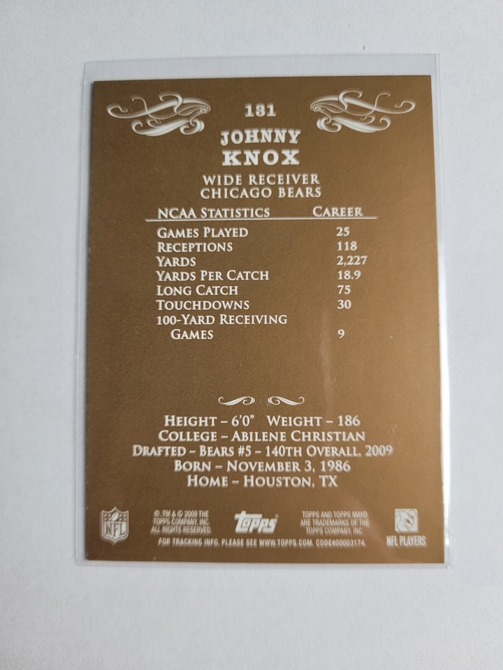 2009 Topps Mayo's Cut Plug Football Rookie #131 Johnny Knox | eBay