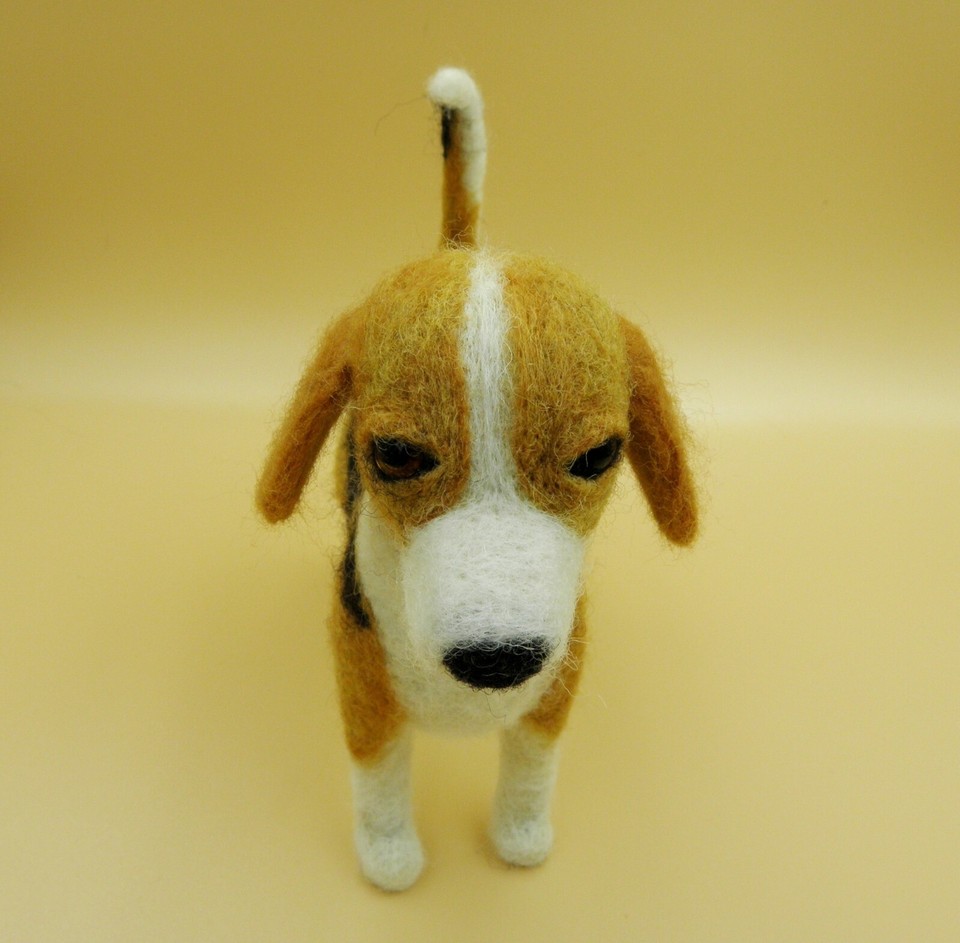 Collectible cute Puppy beagle dog Eco Toy handmade wool Soft doll ...