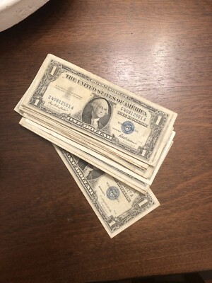 One 1957 Blue Seal $1 Dollar Silver Certificate, VG/VF, Old US One ...