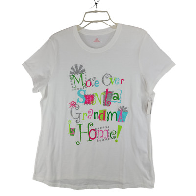 Womens White Christmas T Shirt Move Over Santa Grandma Is Home Size XL ...