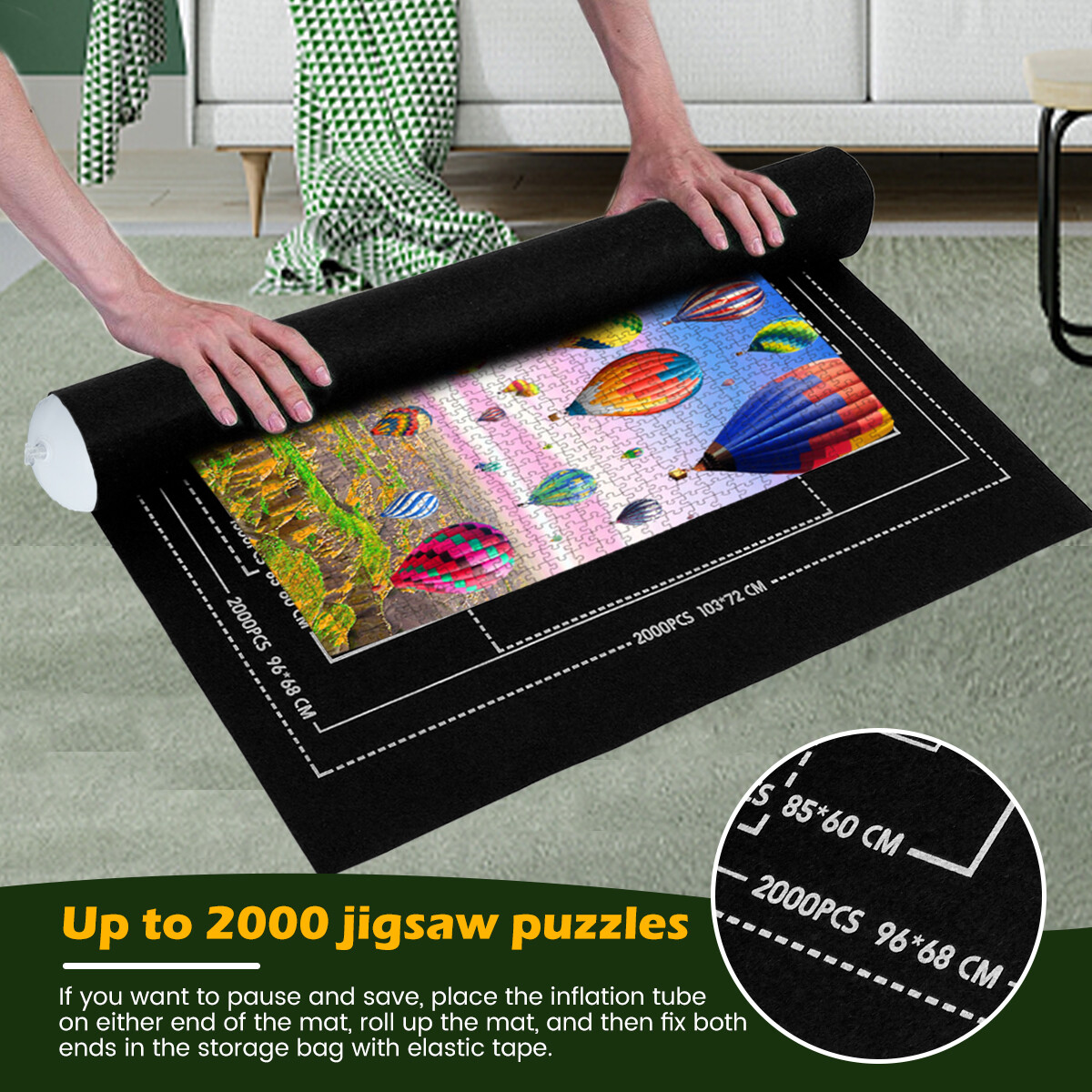 Jigsaw Mat Keep Neat and Organized Roll Up Puzzle Pad with Bottom for ...