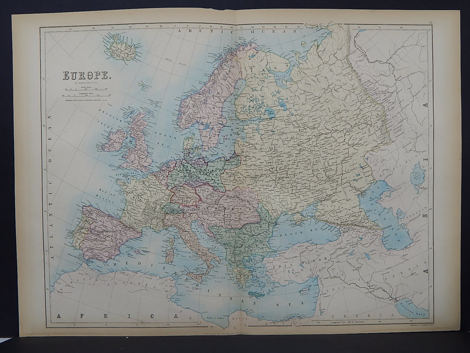 Antique Map, Black's, 1862 Europe M7#49 | eBay