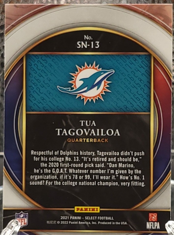 Tua Tagovailoa 2021 Panini Select Numbers Insert #SN-13 - Dolphins | eBay