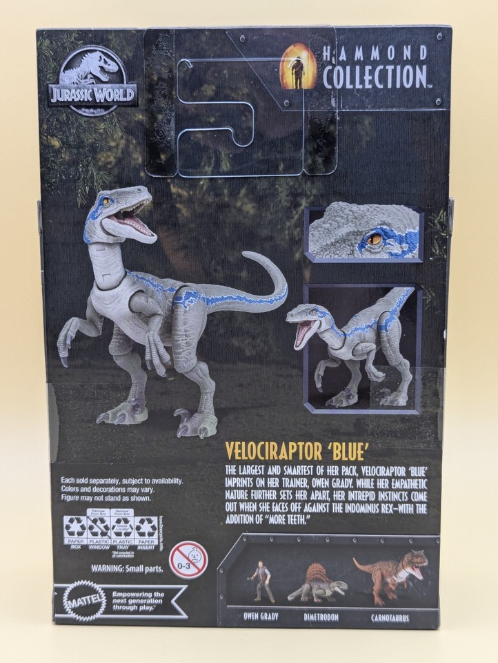 Mattel Jurassic World Hammond Collection Velociraptor Blue HTV62 | eBay