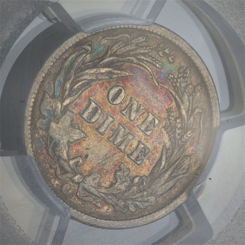 1897-O Barber Dime PCGS VF Details Cleaned - Blue & Sunset Hue Toning ...