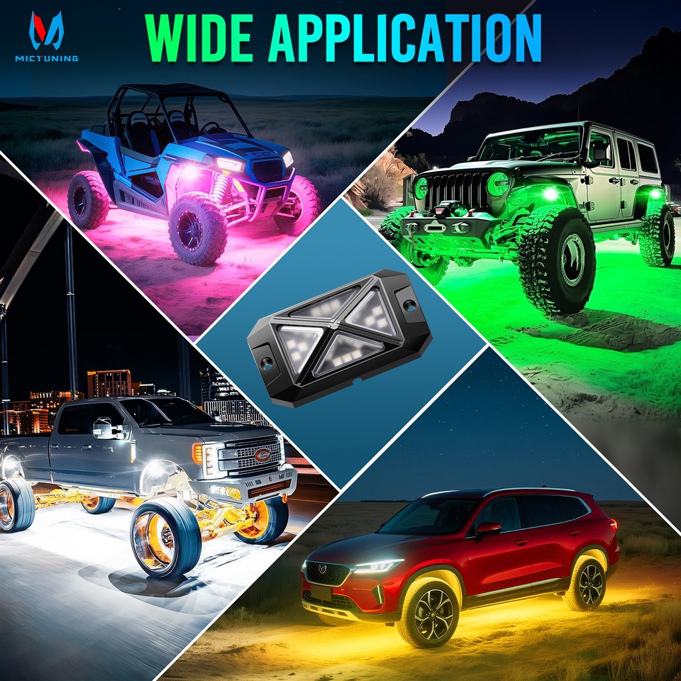 MICTUNING 12 Pods C4 RGBW LED Rock Lights Kit OffRoad Underglow ...