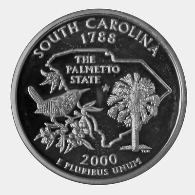 2000 S State Quarter South Carolina Proof Single Gem Deep Cameo CN-Clad ...