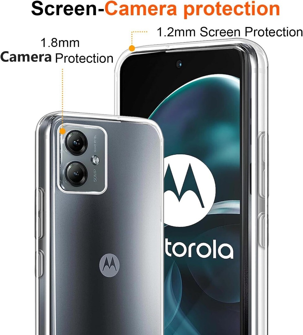 For Motorola Moto G14 Case, Slim Clear Silicone Shockproof Armor Gel ...