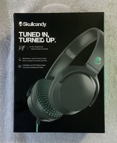 New Skullcandy Riff On-Ear Headphones Wired Microphone S5PXY Robin Egg ...