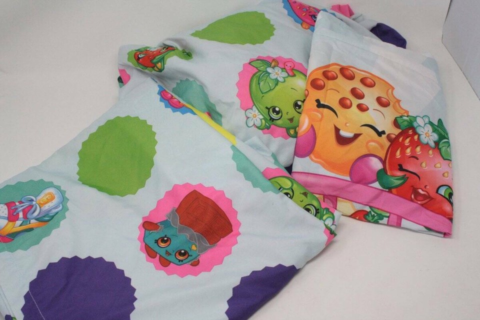 Shopkins Twin Bed Sheet Set Flat Fitted Pillow Cases Colorful 100% ...