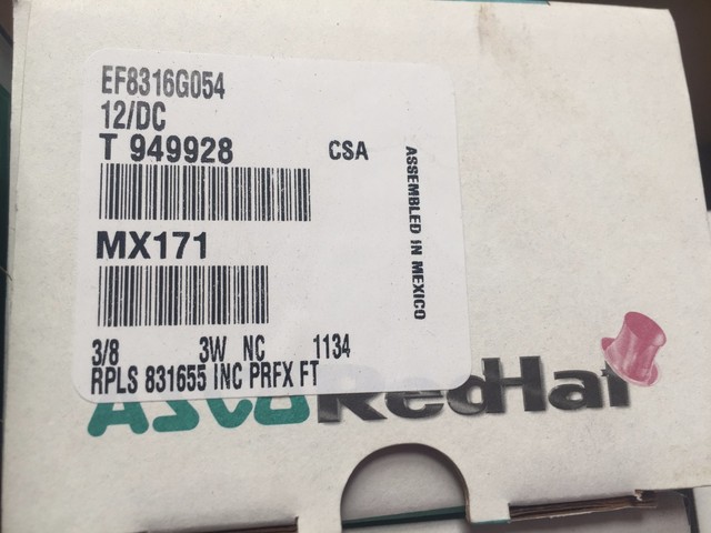 EF8316G054 ASCO 120v Brass Solenoid Valve Normally Closed 3/8" for sale ...