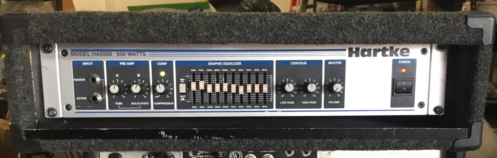 Hartke Model HA5500 Hybrid 500w Electric Bass Guitar Amplifier Amp Head ...