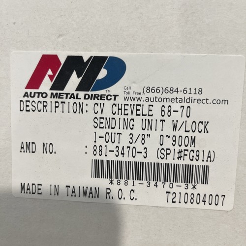 Auto Metal Direct Gas Tank Sending Unit 881-3470-3 GM 1968-70 A Body ...