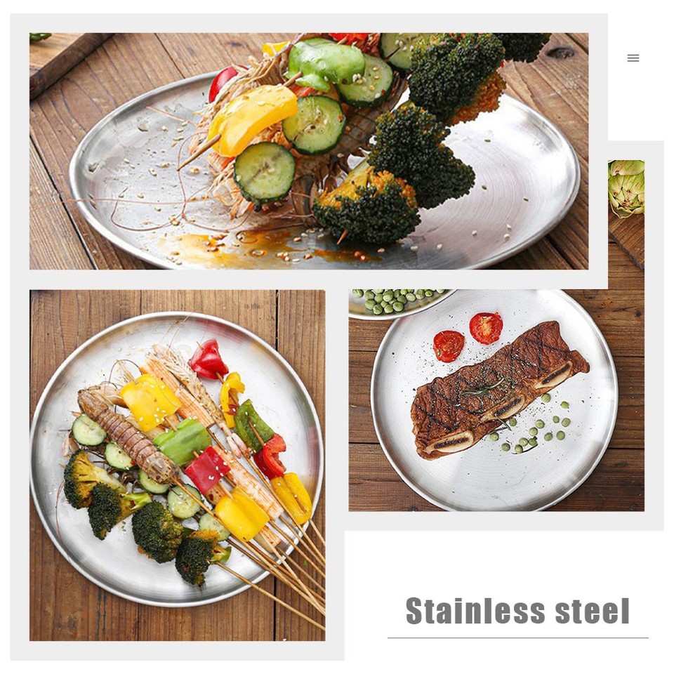 2pcs Multi-functional Food Serving Plates Round Barbecue Plates Meat ...