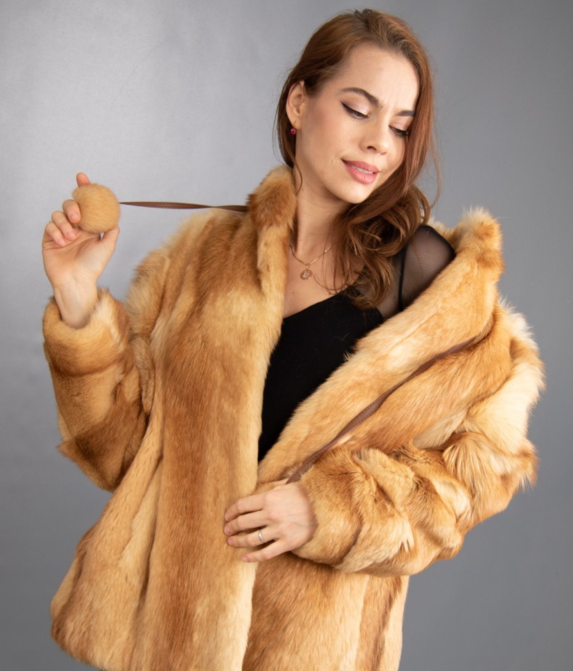 8093 SUPERIOR REAL FOX COAT LUXURY FUR JACKET PELZ BEAUTIFUL LOOK SIZE ...