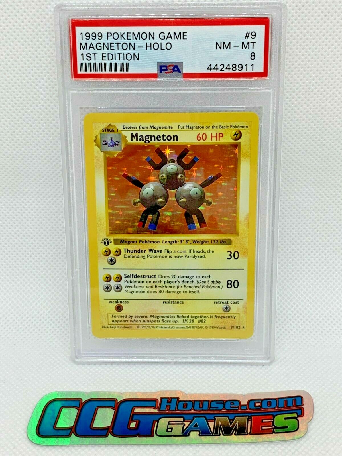 Pokemon Magneton 1st Edition HOLO Foil 1999 Thick Stamp PSA NM - MT 8 ...