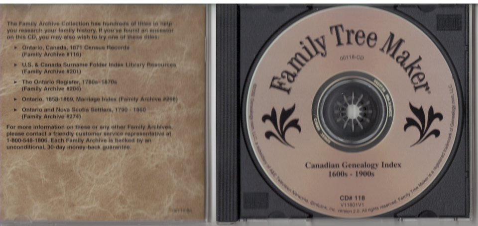 Family Tree Maker's - CD118 - Canadian Genealogy Index 1600s-1900s | eBay