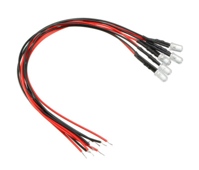 3mm Size Red LED Lights (5) w/ Wires DC Input 6V-12VDC | eBay