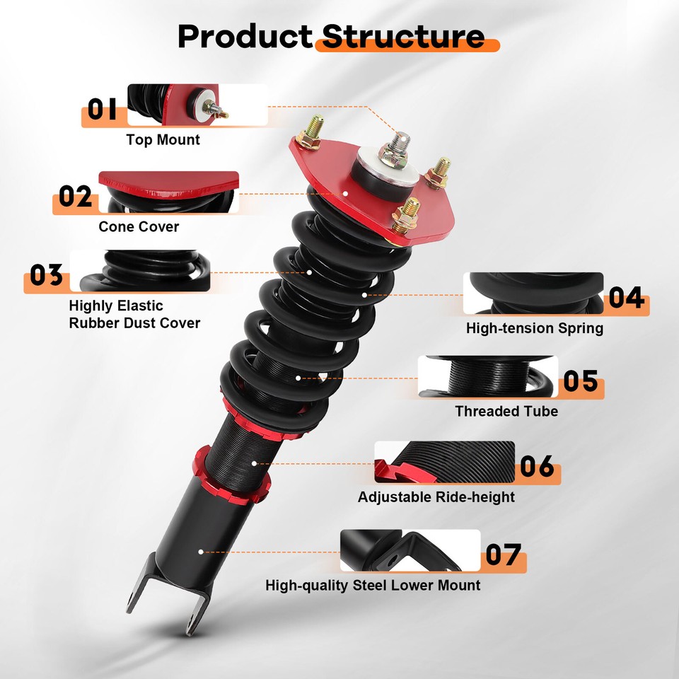 Coilovers For 2004-2011 Mazda RX-8 Red Shocks Struts Suspension Springs ...