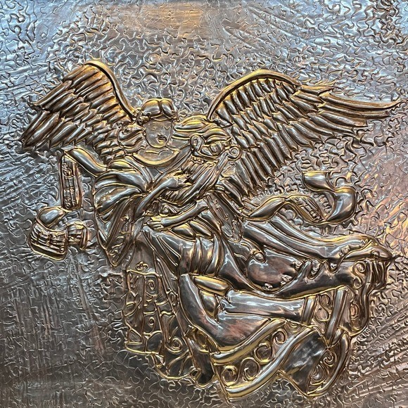 Vintage Christmas Herald Angel Embossed Metal Aluminum Framed Art ...