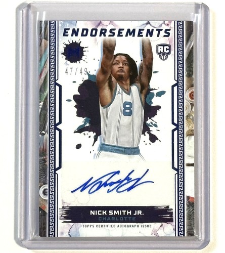 24 topps motif endorsements blue nick smith jr rookie auto /49 hornets ...
