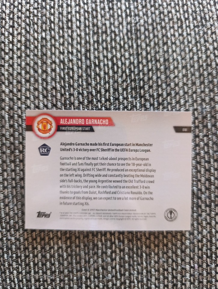 Alejandro Garnacho Topps Now UCL 22/23 #018 Rookie Card Manchester ...