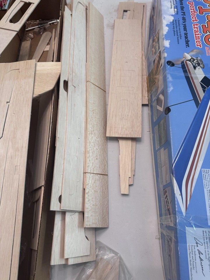 Vintage GREAT PLANES PT-40 TRAINER RC BALSA KIT 60” W/S Partial build ...